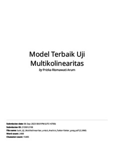 TURNITIN Model Terbaik Uji Multikolinearitas - Repository Universitas Muhammadiyah Semarang
